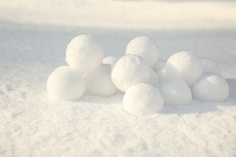 Pile of Perfect Round Snowballs on Snow Outdoors Stock Image - Image of ...
