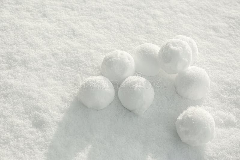 Pile of Perfect Round Snowballs on Snow Outdoors Stock Image - Image of ...