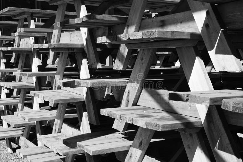 Pile of Picnic tables stock image. Image of bench, outdoor - 22950907