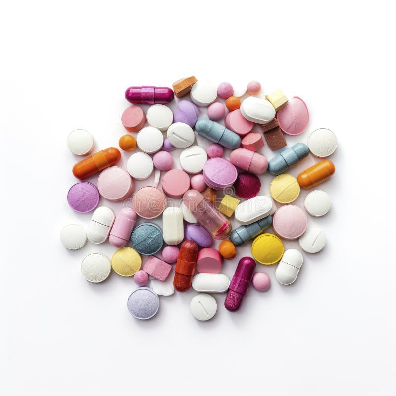 A Stack of Pills on a Clean White Background Stock Photo - Illustration ...