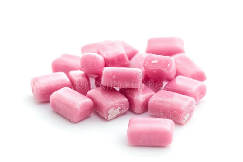 A Pile of Pink Candy Cubes on a White Surface Stock Photo - Image of ...