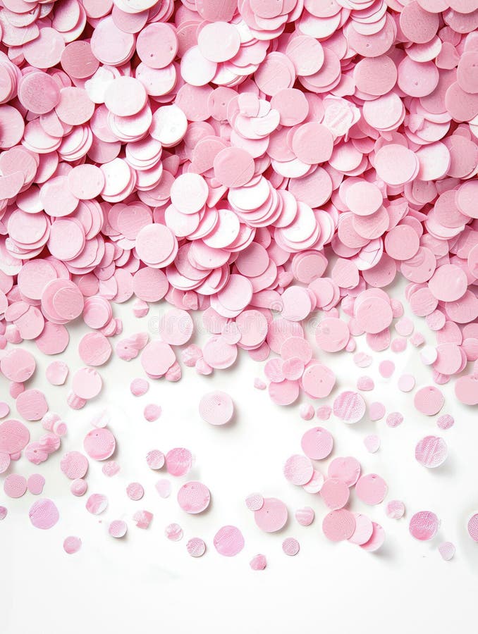 A Pile of Pink Confetti Rests on a White Surface, Adding a Festi Stock ...