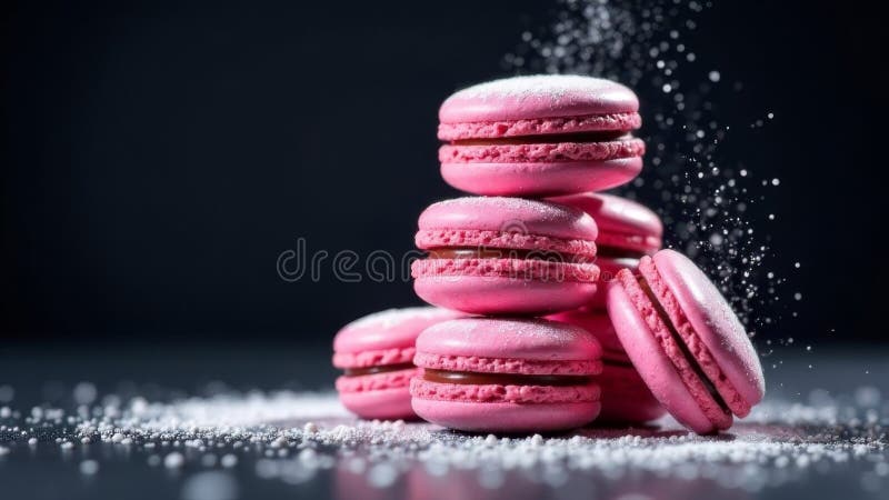 Pile Pink Macaroons Standing Top Each Other Stock Photos - Free ...