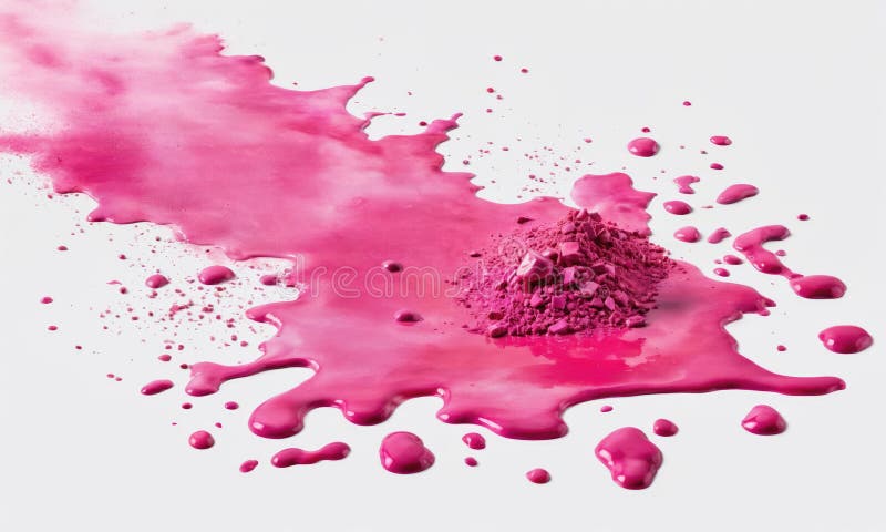 A Pile of Pink Powder Sits in a Puddle of Pink Liquid on a White ...