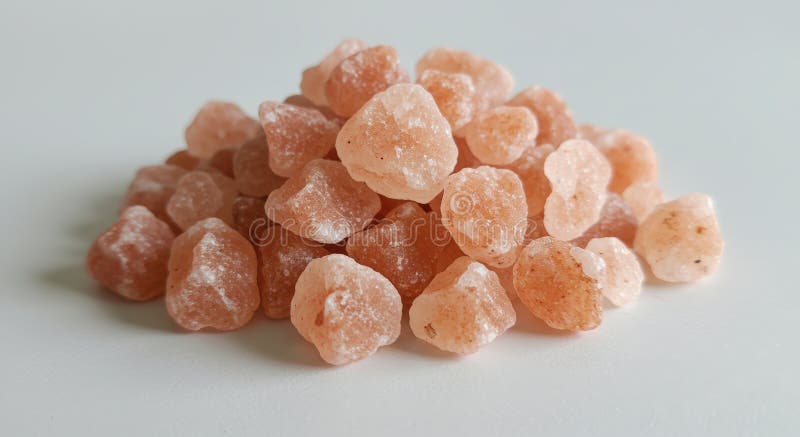 Pile of Pink Salt Crystals on White Background in Studio Shot Stock ...