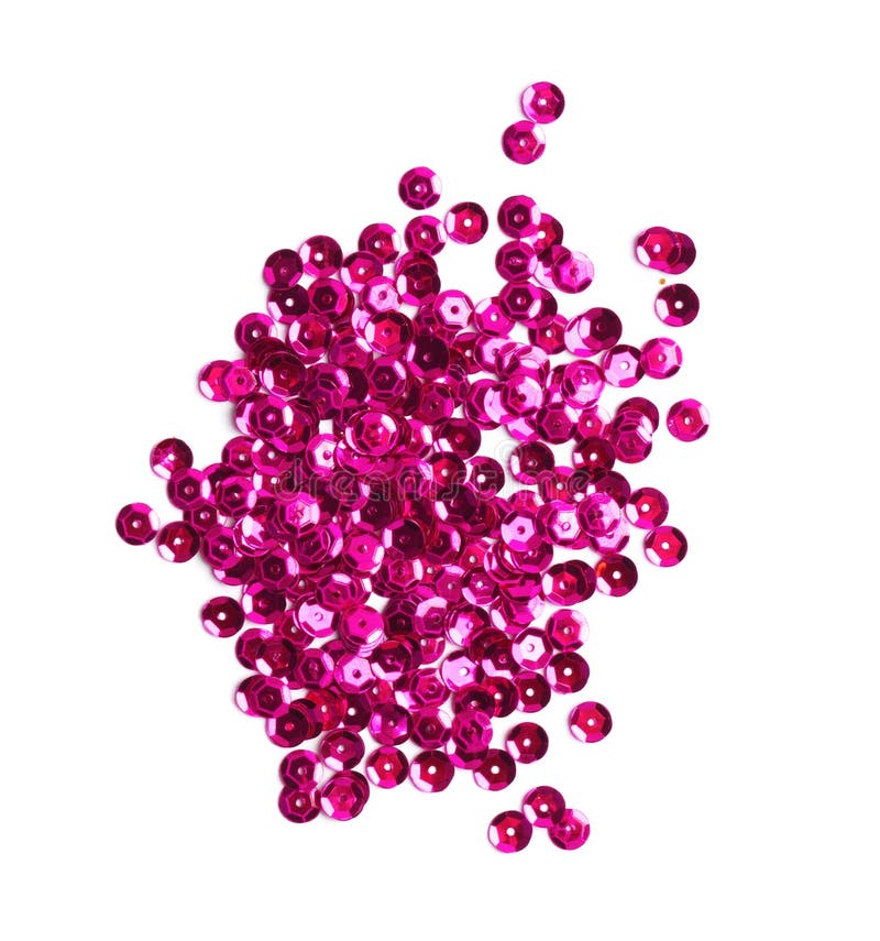 Pile of Pink Sequins Isolated on White, Top View Stock Image - Image of ...