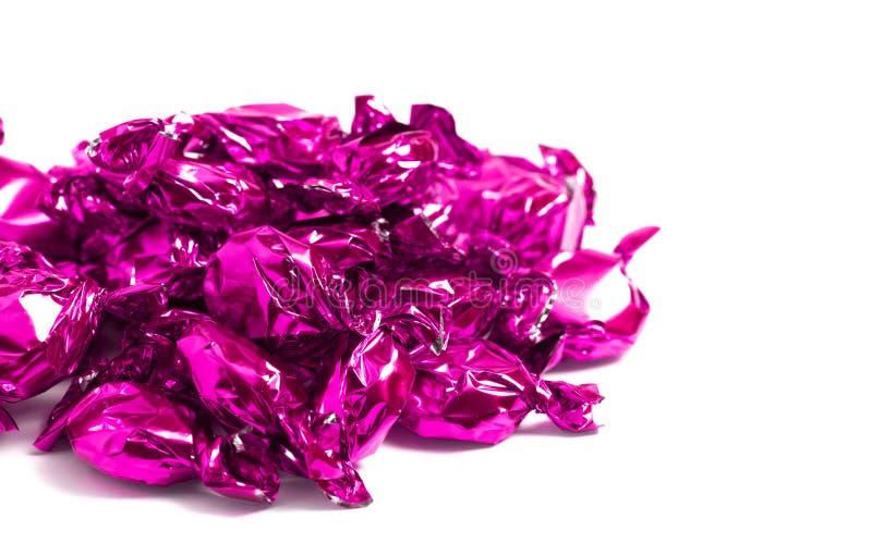 Pile of Pink Wrapped Candy Isolated on a White Background Stock Image ...
