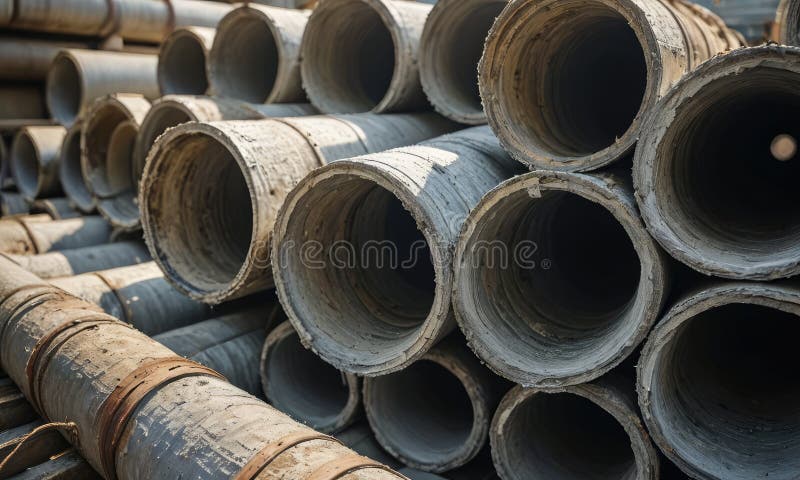 A Pile of Pipes is Stacked on Top of Each Other, with Some of the Pipes ...