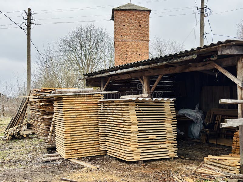 Pile Pf Planks on Construction Site Stock Photo - Image of natural ...