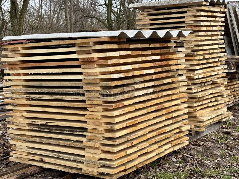 Pile Pf Planks on Construction Site Stock Photo - Image of natural ...