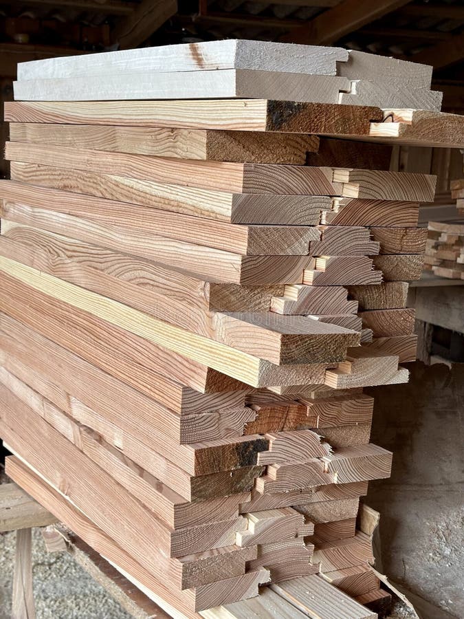 Pile Pf Planks on Construction Site Stock Photo - Image of natural ...