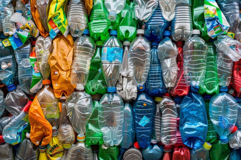 Pile of Plastic Bottles, Flattened Plastic Bottles are Collected and ...