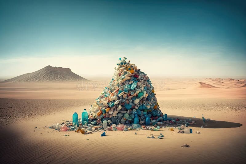 Desert Plastic Pollution Environment Stock Illustration - Illustration ...