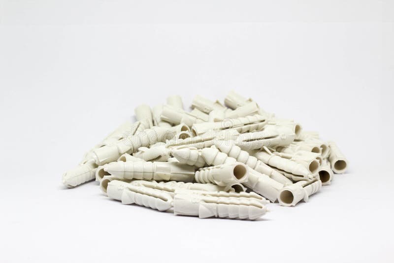 Plastic Dowels on White Background. Stock Image - Image of background ...