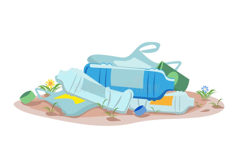 Pile of Plastic Garbage Lying on the Ground Stock Vector - Illustration ...