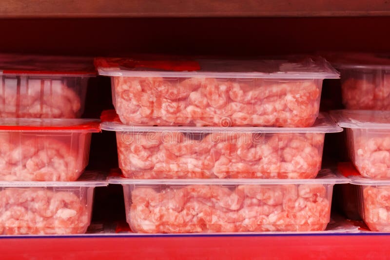Pile of Plastic Meat Containers Meat, Ready for Processing or ...