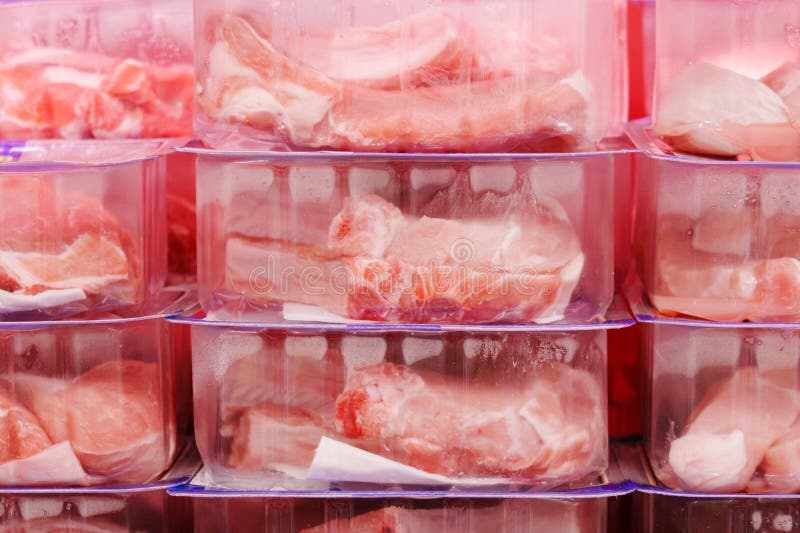 Pile of Plastic Meat Containers Meat, Ready for Processing or ...