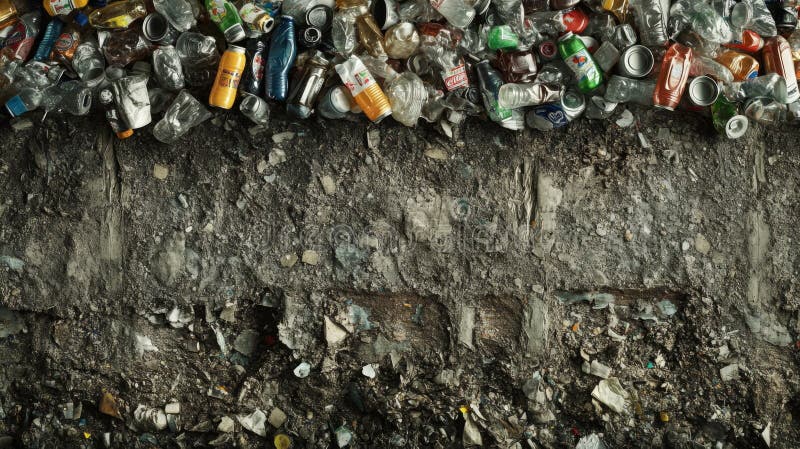 A Pile of Plastic and Metal Bottles and Cans on Rough Ground Stock ...