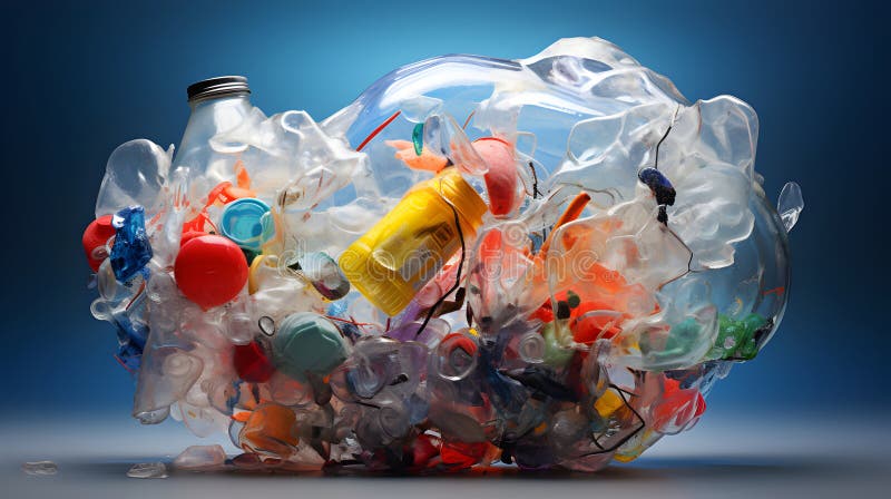 Pile of Plastic Objects Isolated. Pollution Concept. Stock Photo ...