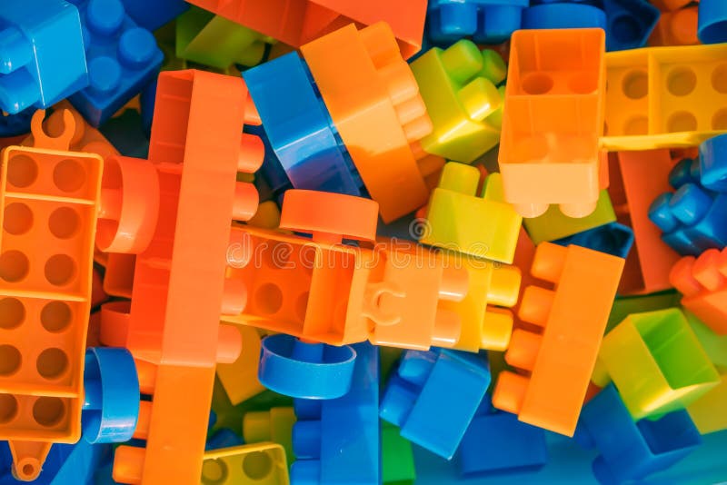 Pile Plastic Toy Blocks Background. Stock Image - Image of brick ...