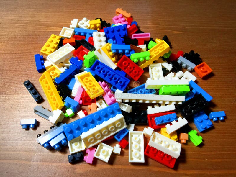Pile of Plastic Toy Brick Block Stock Photo - Image of white ...