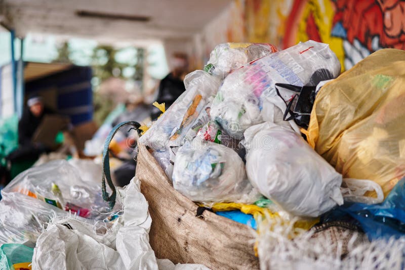 A Pile of Plastic Trash Prepared for Recycling Stock Photo - Image of ...