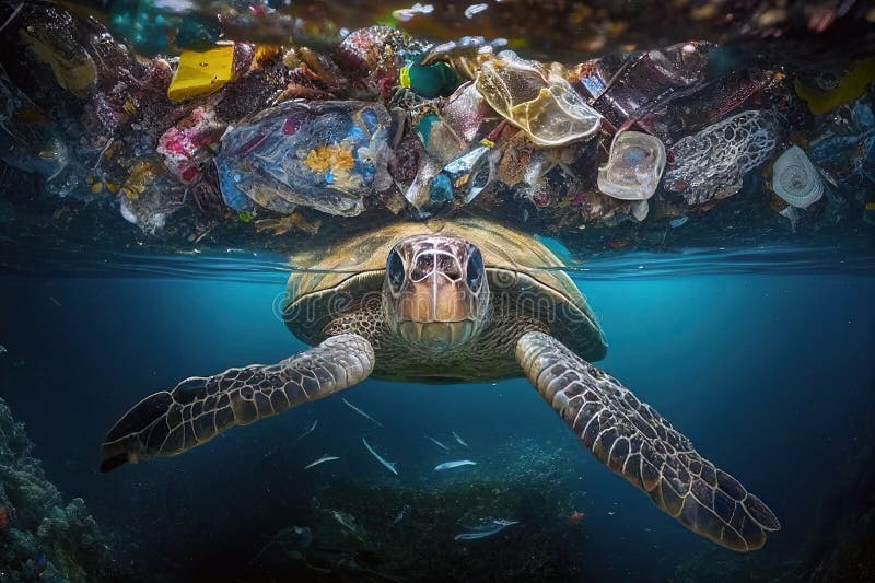 A Pile of Plastic Trash on the Water. Generative AI Stock Illustration ...