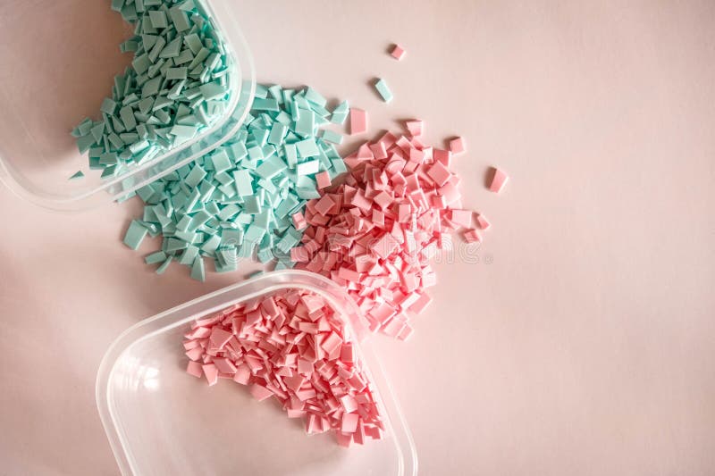 A Pile of Plastics - Small Pieces of Hard Plastic, Pink and Blue Color ...