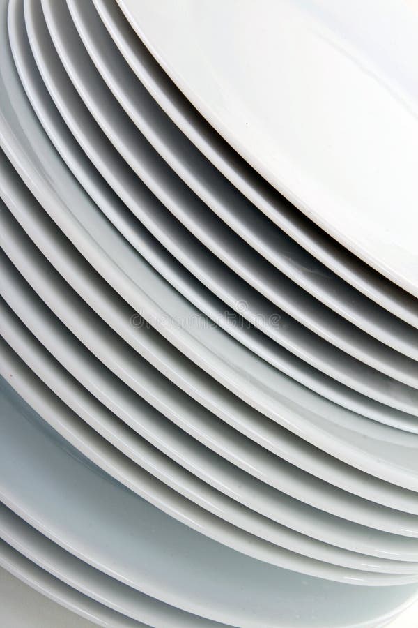 Plates Stacked at Buffet Line Stock Image - Image of stack, saucer ...