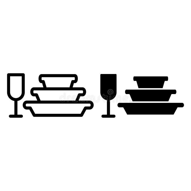 Stack of Clean Plates Line Icon. Pile of Plates Vector Illustration ...