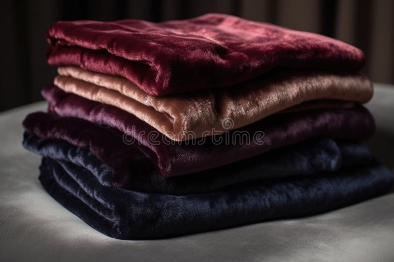 Pile of Plush Velvet Fabric, with Smooth and Luxurious Texture Stock ...