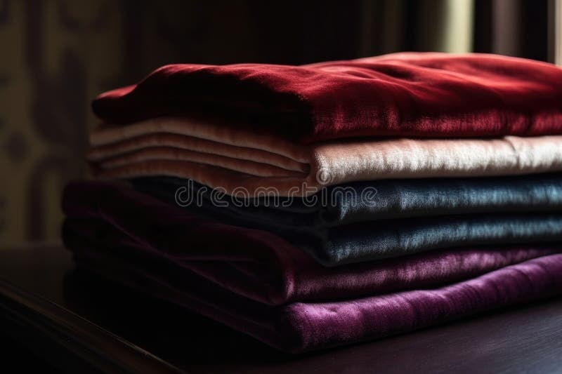 Pile of Plush Velvet Fabric, with Smooth and Luxurious Texture Stock ...