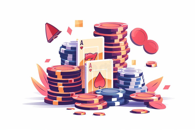 Pile of Poker Chips and Playing Cards on White Background Stock Photo ...