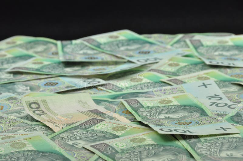 Pile Polish 100 Zloty Notes Stock Image - Image of zloty, tender: 62220489
