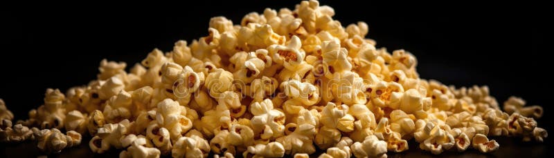 Pile of Popcorn Kernels on a Black Background. Generative AI Stock ...