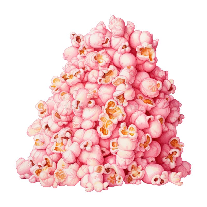 Pile of Popcorn with Pink Popcorn Stock Photo - Illustration of night ...