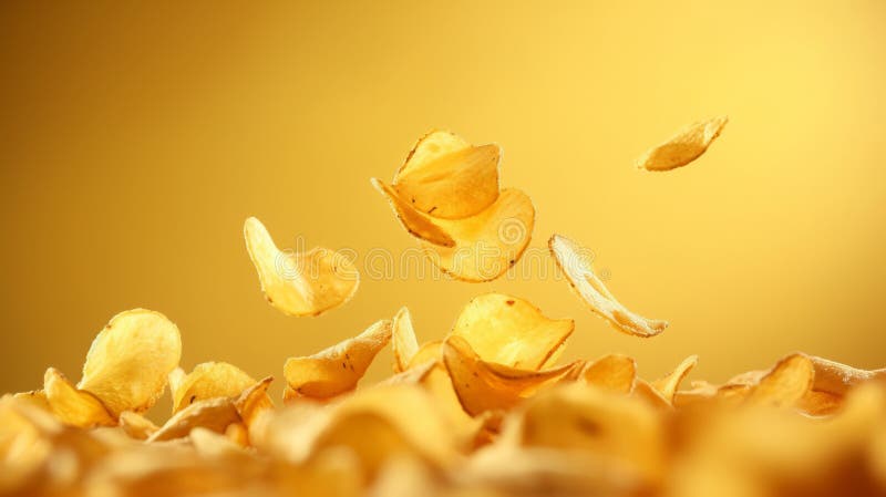 A Pile of Chips Falling into the Air Stock Photo - Image of crisps ...