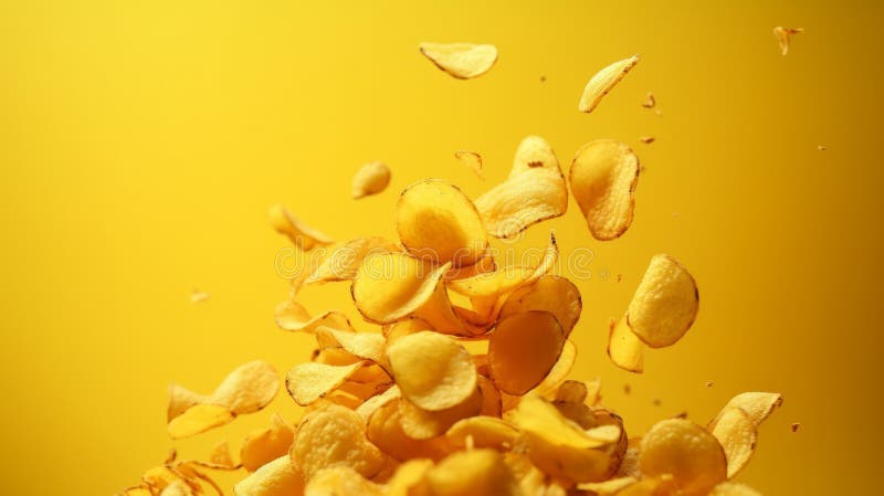A Pile of Potato Chips Falling into the Air Stock Image - Image of ...