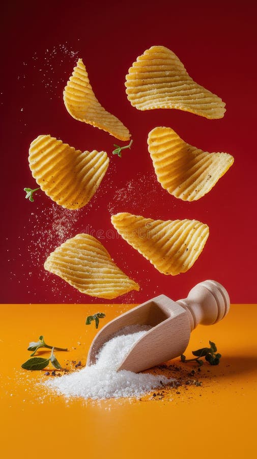 Pile of Potato Chips is Falling into a Salt Shaker Stock Illustration ...