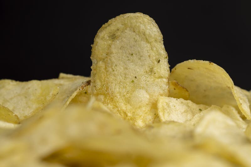 Pile of Potato Chips on the Table Stock Image - Image of calories ...
