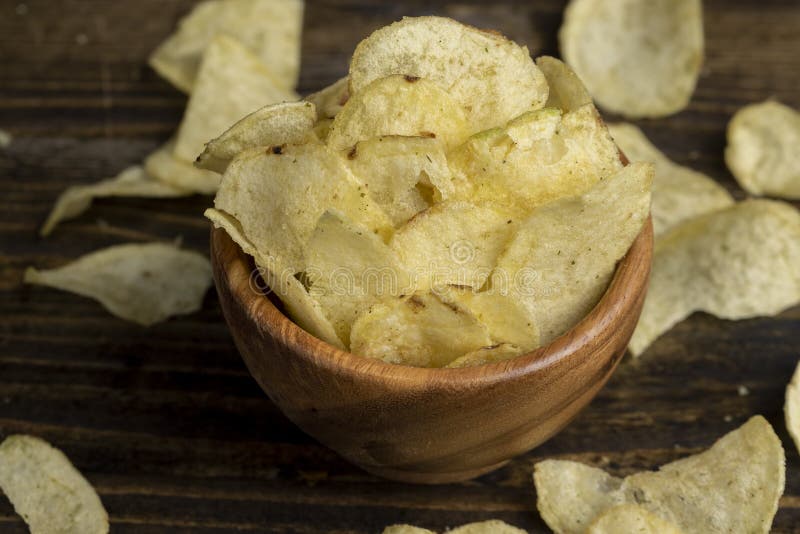 Pile of Potato Chips on the Table Stock Image - Image of fast, taste ...