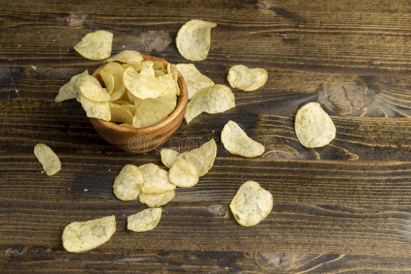 Pile of Potato Chips on the Table Stock Image - Image of chip, golden ...