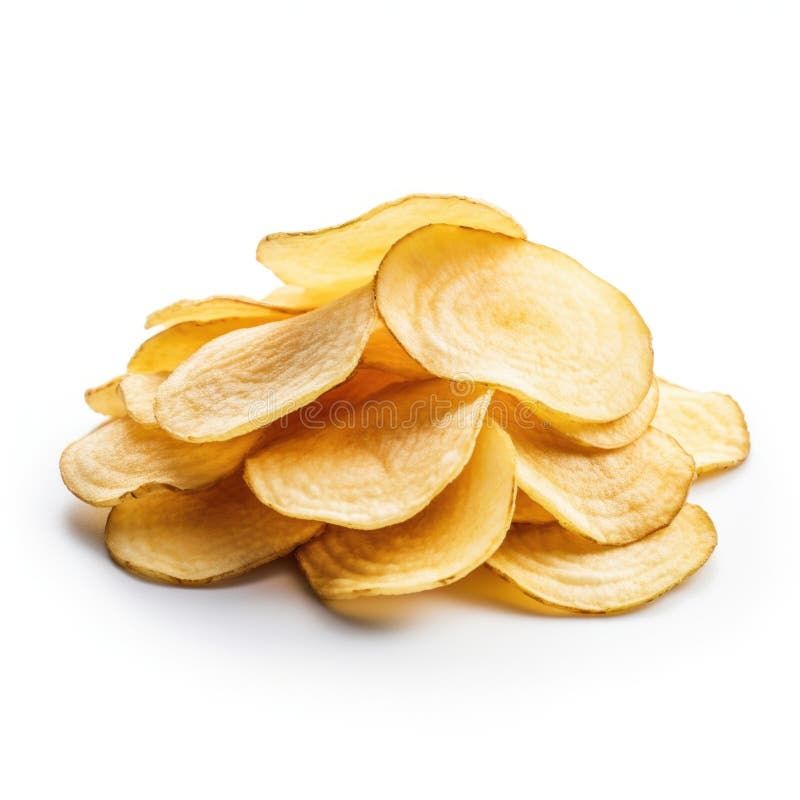 A Pile of Potato Chips on a White Surface Stock Illustration ...