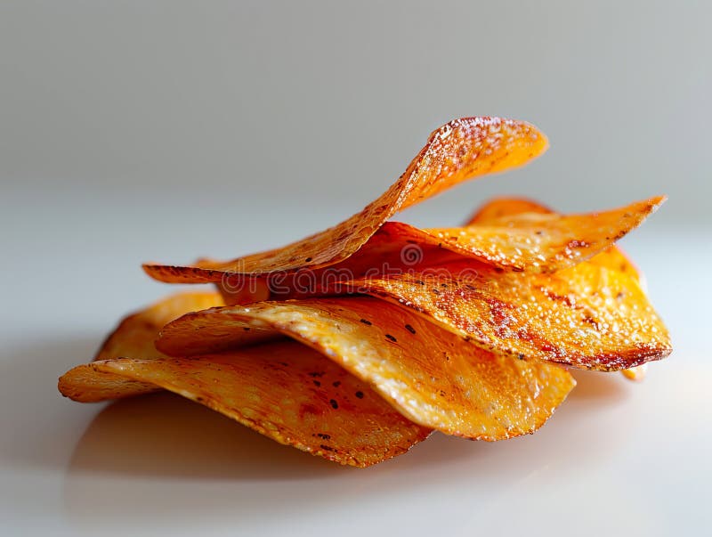 A Pile of Potato Chips on a White Surface Stock Image - Image of ...