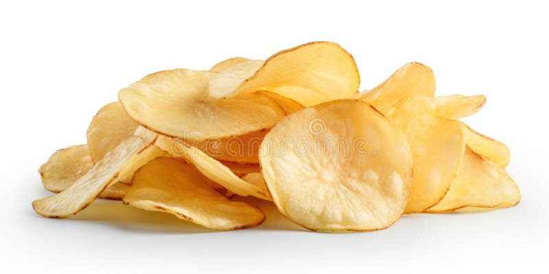 A Pile of Potato Chips on a White Surface. Suitable for Food and Snack ...