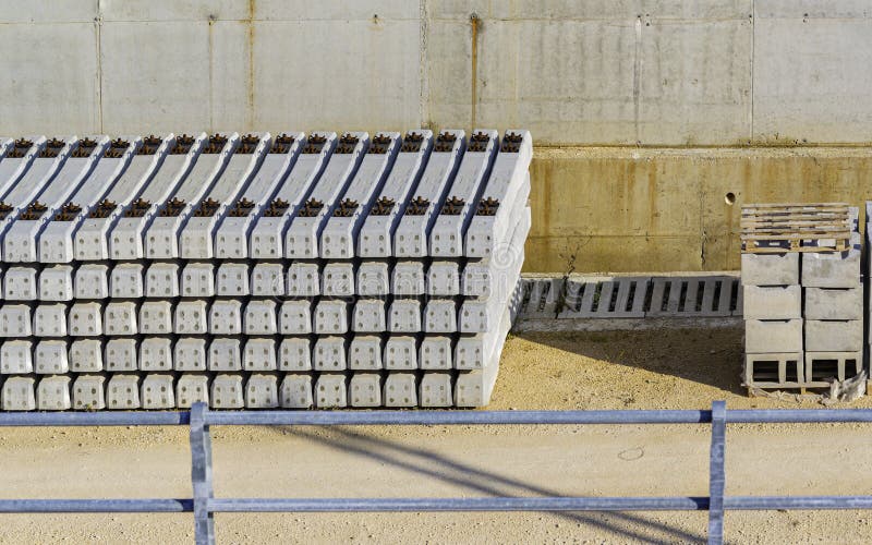 Pile of Precast Concrete Sleepers Ready for Construction in Trackwork ...