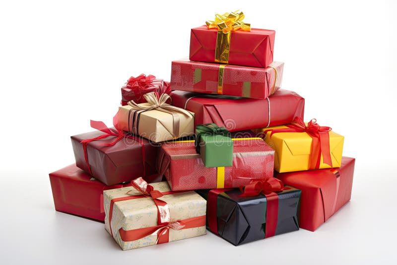 Pile of Presents, Waiting To Be Opened on the White Background Stock ...