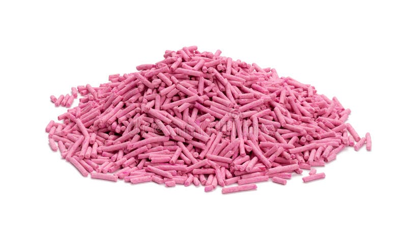 Pile of Pressed Pink Cat Litter Isolated on White Background. Granules ...