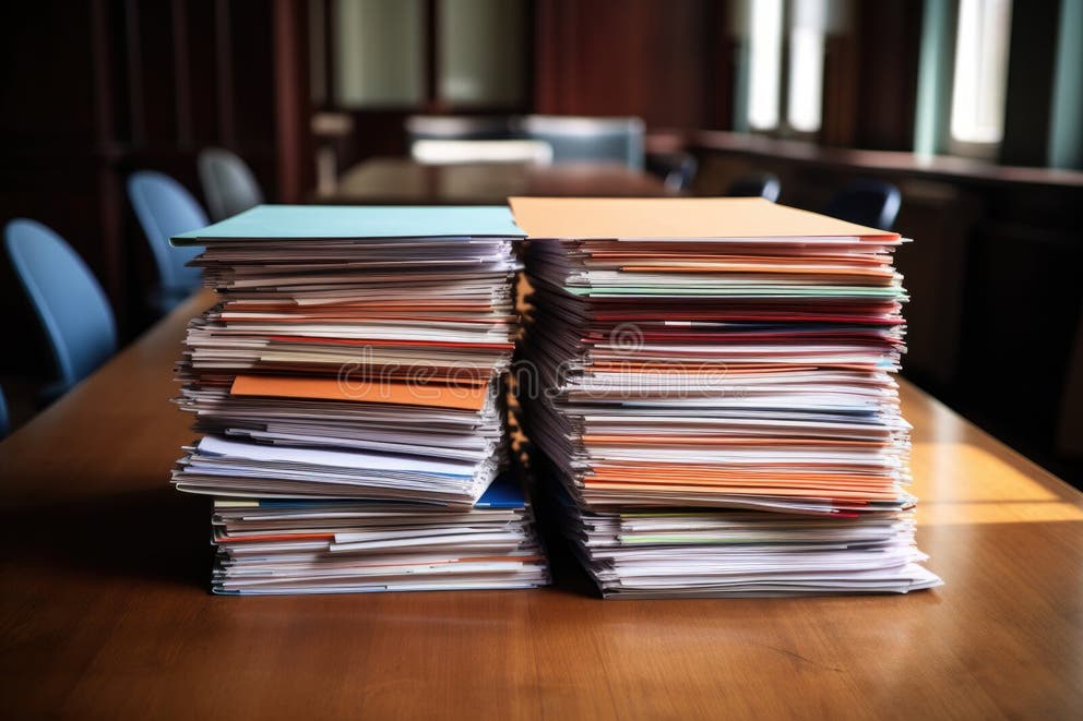 A Pile of Project Folders on an Office Desk Stock Image - Image of ...