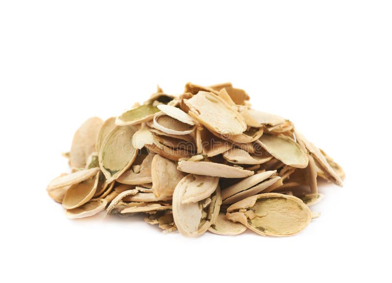 Pile of Pumpkin Seeds Shells Isolated Stock Image - Image of macro ...